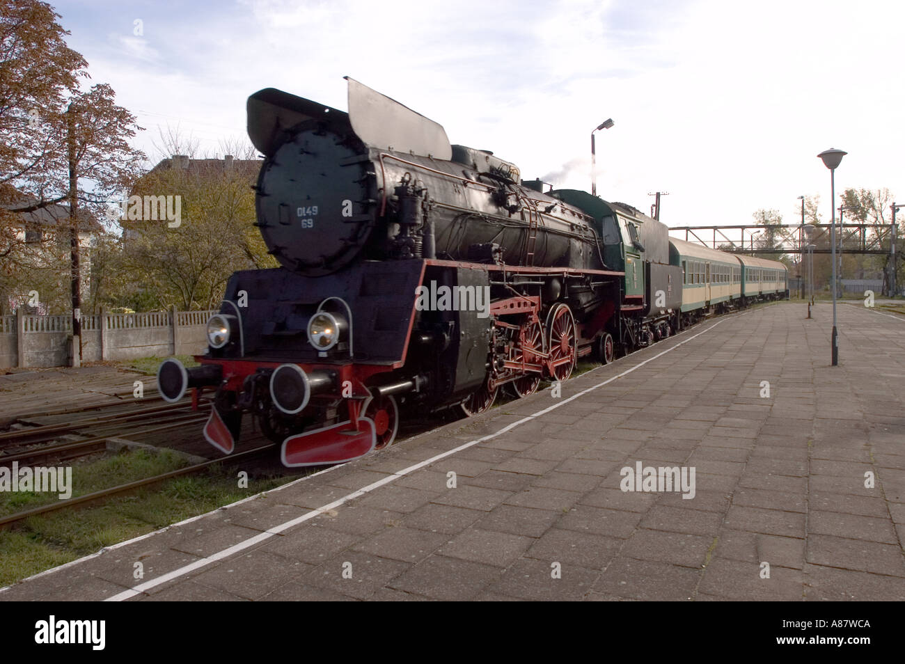 Old steam engine running on Poznan Wolsztyn track in Wielkopolska ...