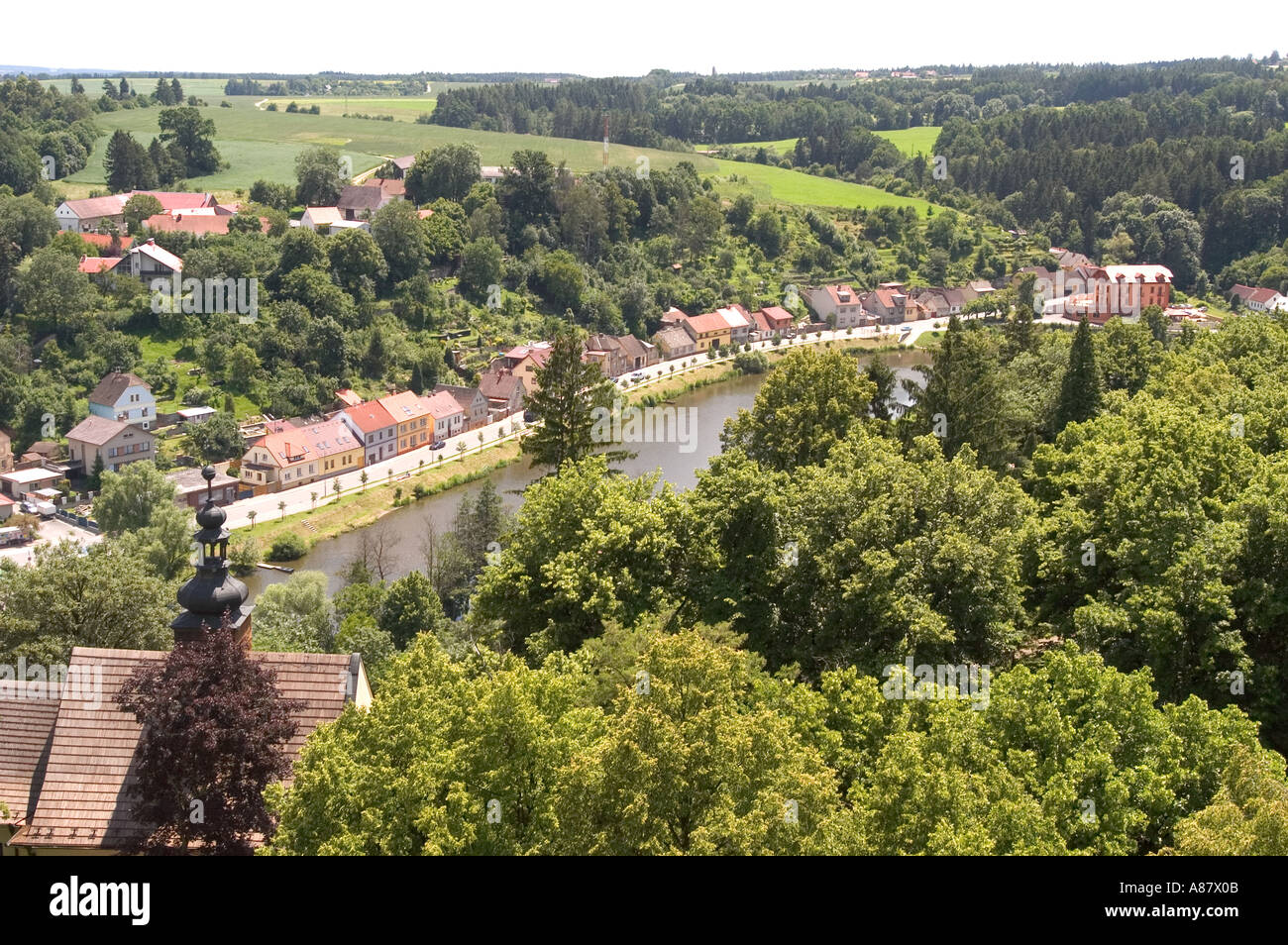 Panorama of city Tabor and river Luznice Tabor Southern Bohemia Czech ...