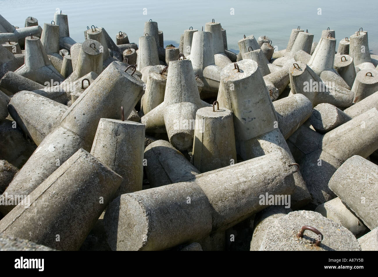 Concrete bulwark blocks on the Hel paninsula coast Baltic See Poland ...