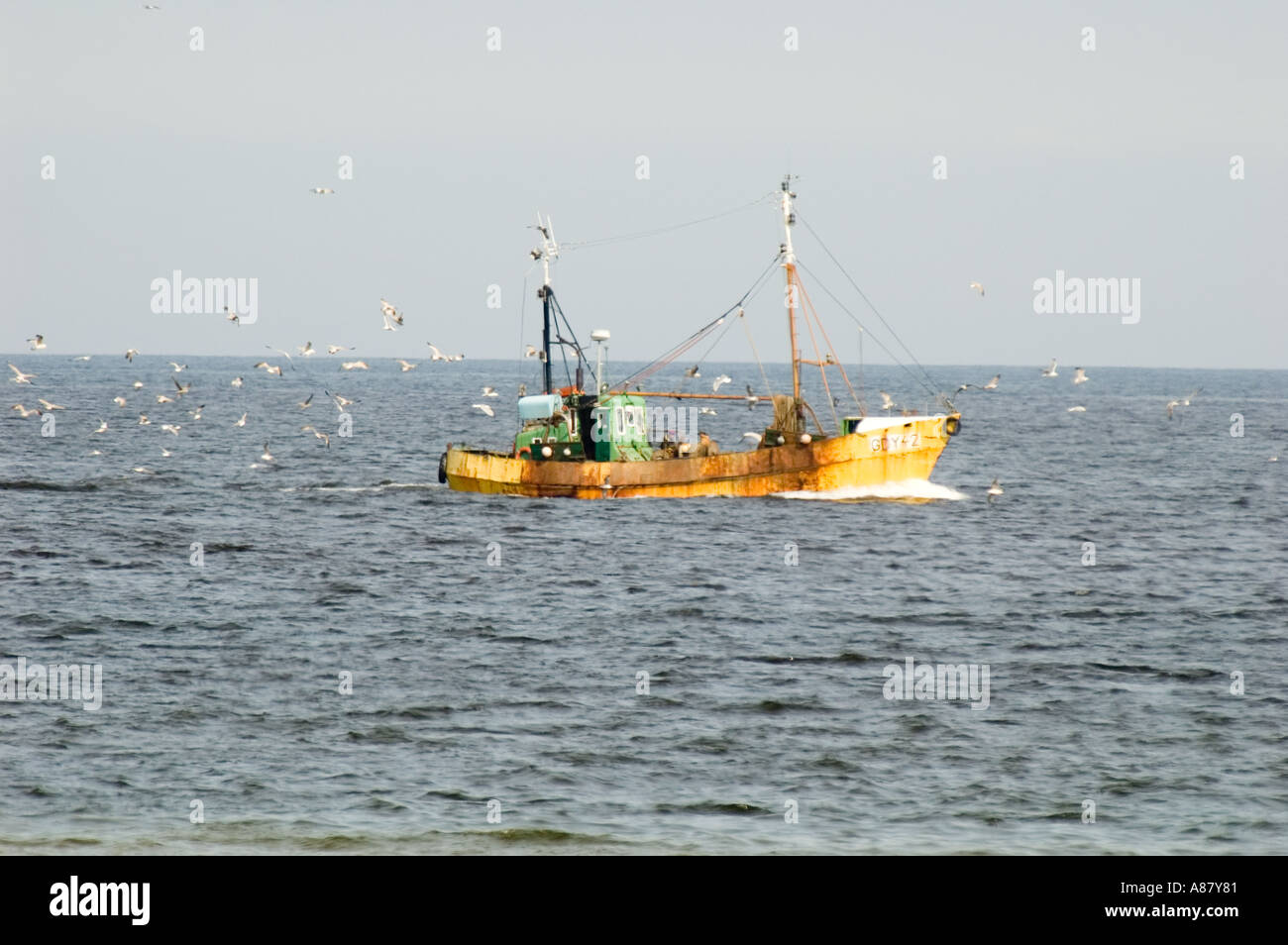 Polish fishing boat on Baltic see Stock Photo - Alamy