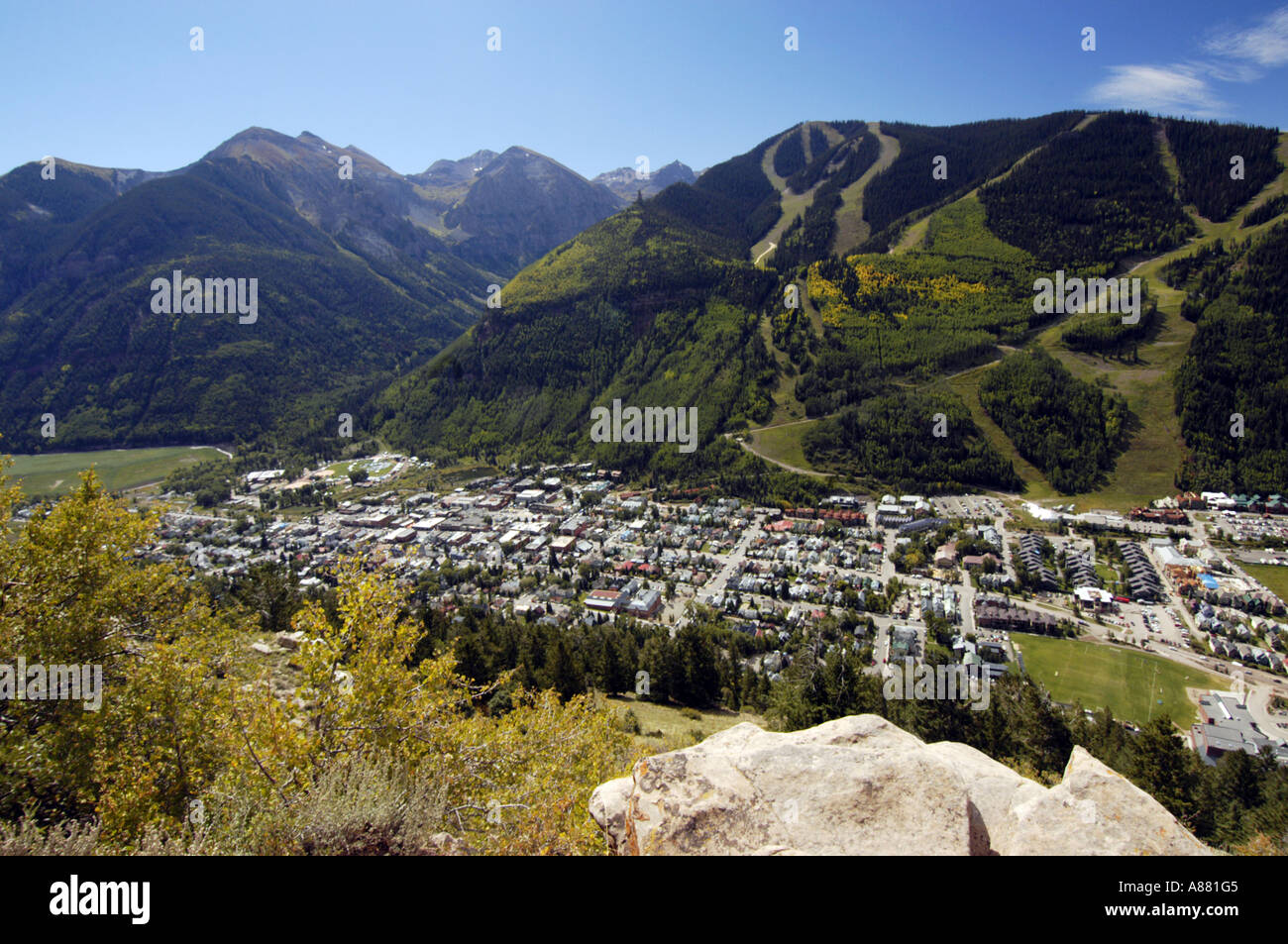 Colorado Telluride Scenic view from the Jug Wiebie trail of the ski ...