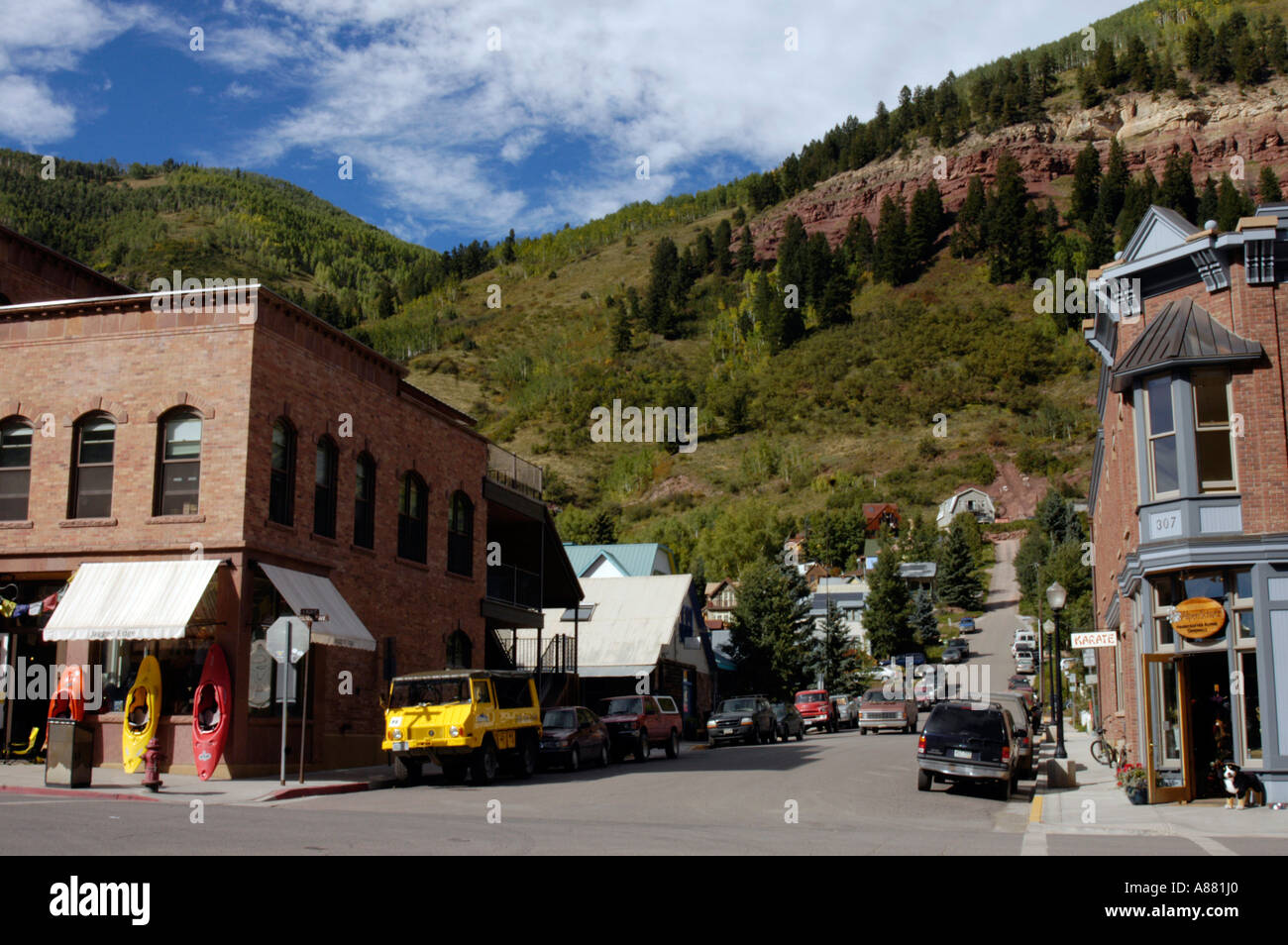 Colorado Telluride View of downtown Telluride on an autumn day Stock ...