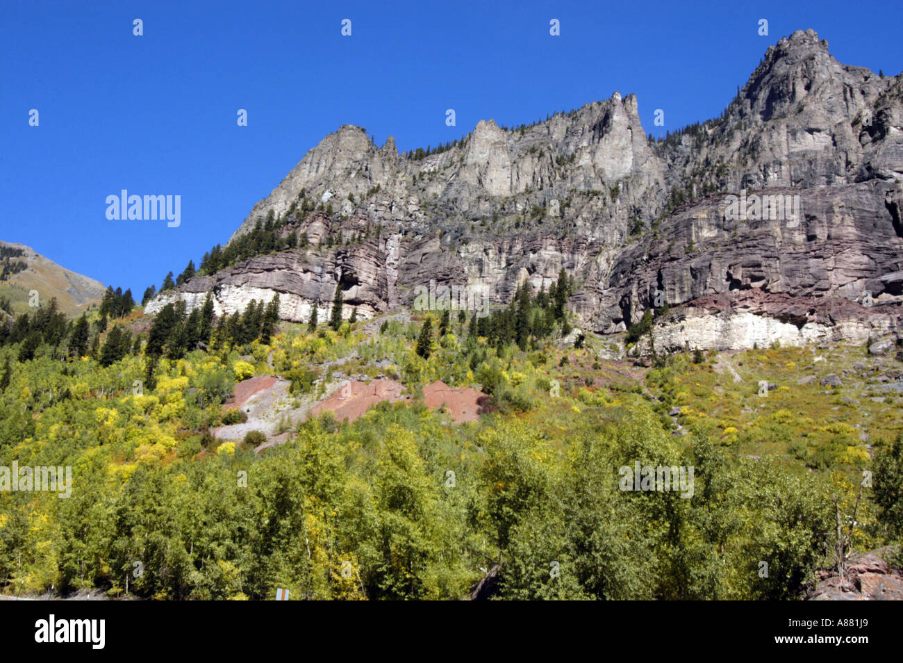 Colorado Telluride Scenic view of the landscape from above town during ...