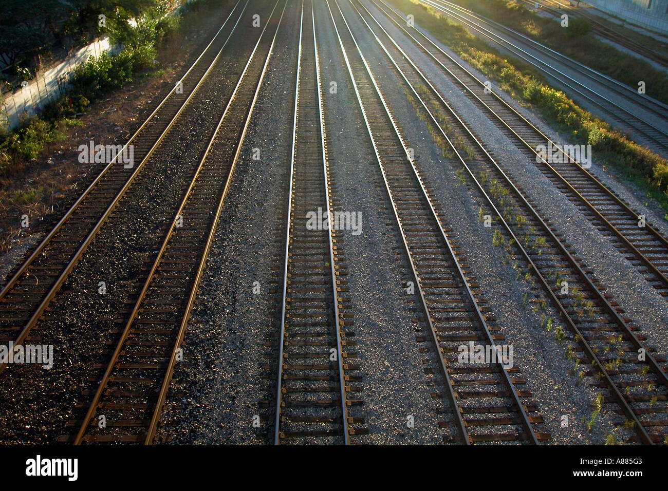 train tracks receding Stock Photo - Alamy