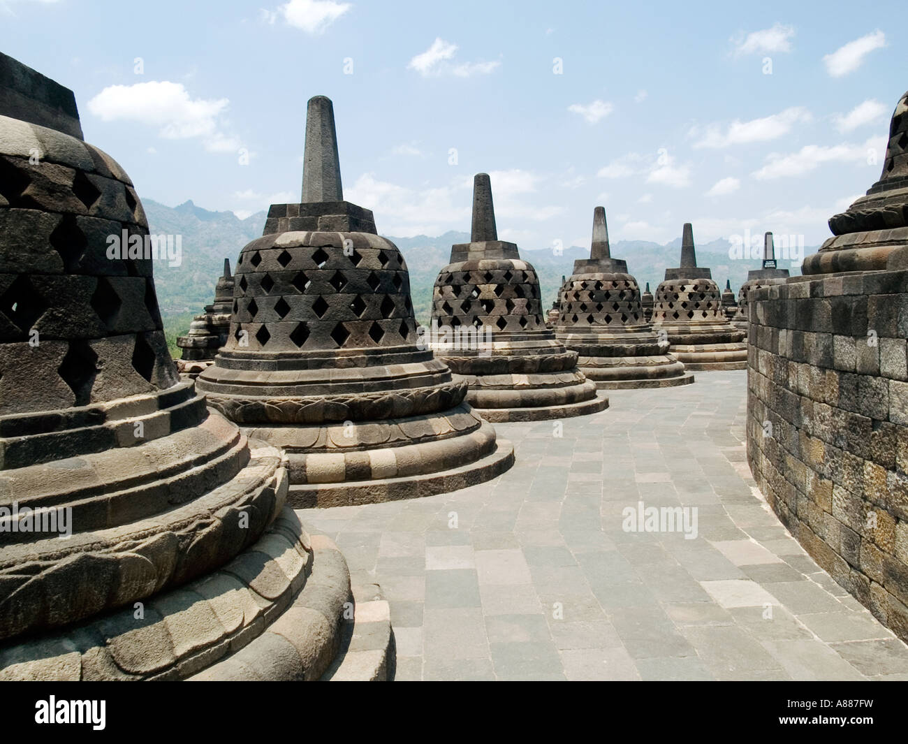 stupas at borobudur temple java indonesia Stock Photo - Alamy