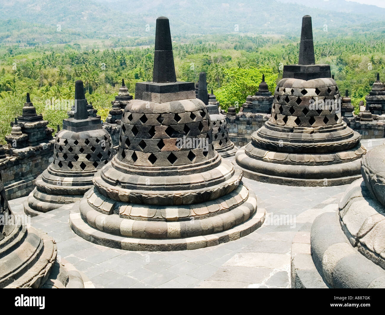 stupas at borobudur temple java indonesia Stock Photo - Alamy