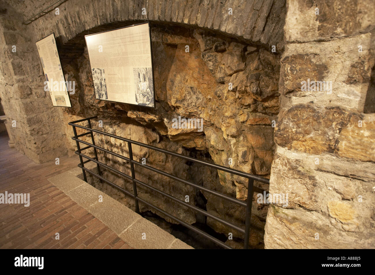Underground display area and cave inside Trsat castle overlooking ...