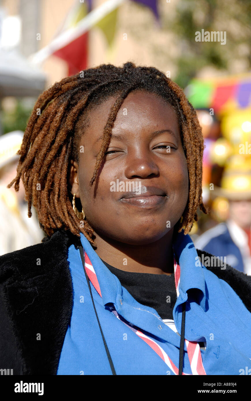Optimistic black female afro hi-res stock photography and images - Alamy
