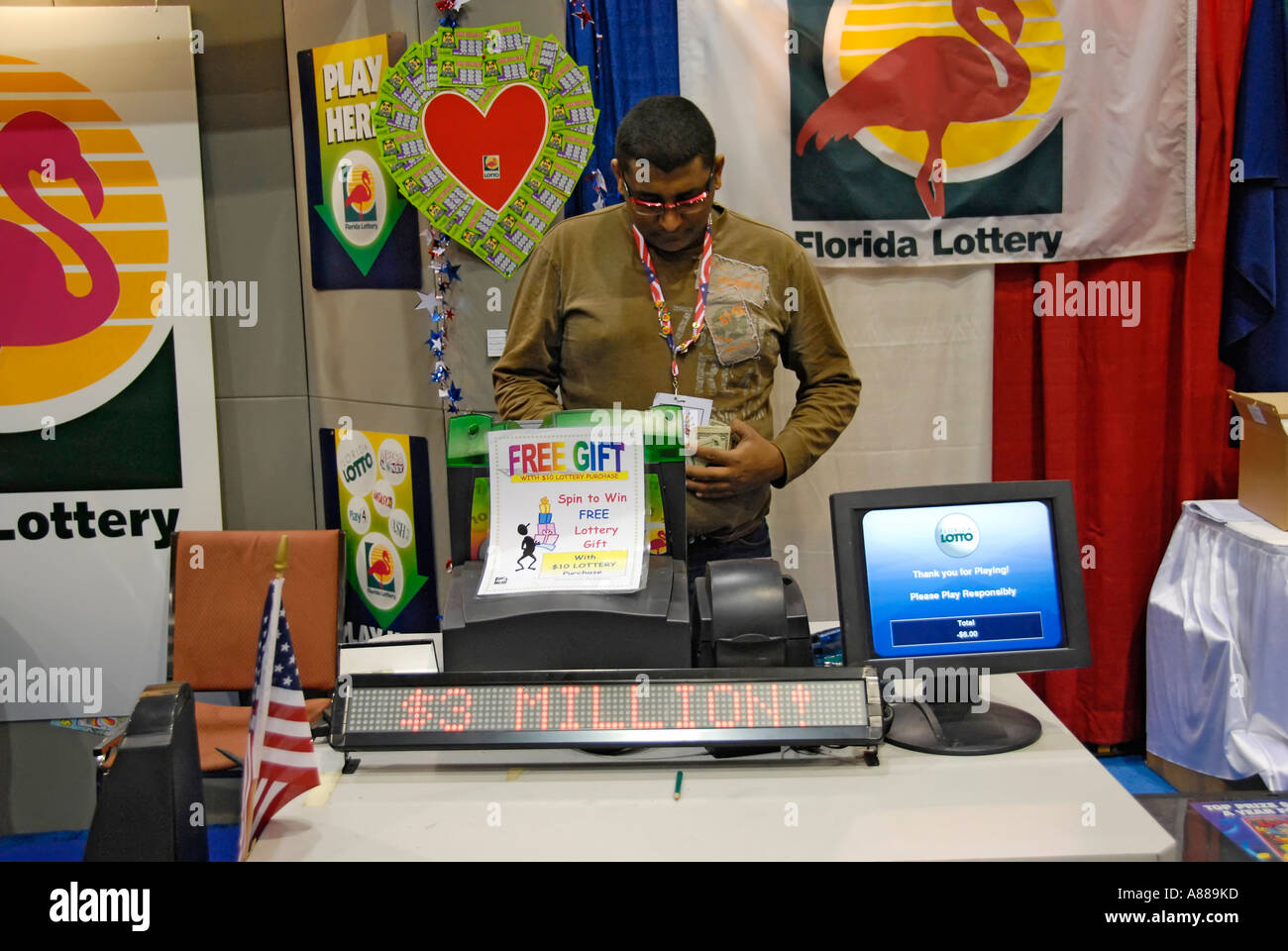 Florida lottery ticket outlet booth at the Florida State Fair Stock ...