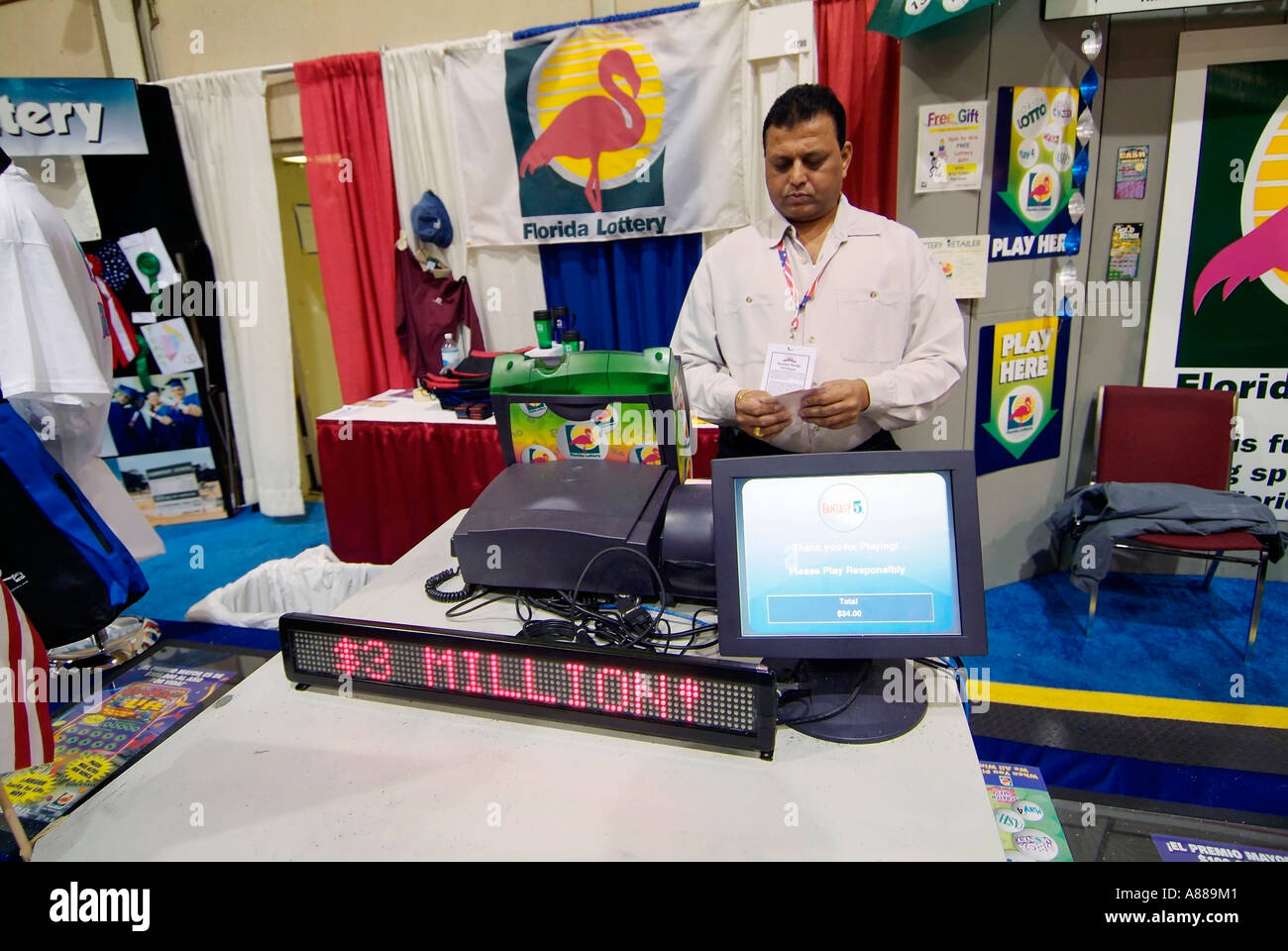 Florida lottery ticket outlet booth at the Florida State Fair Stock ...