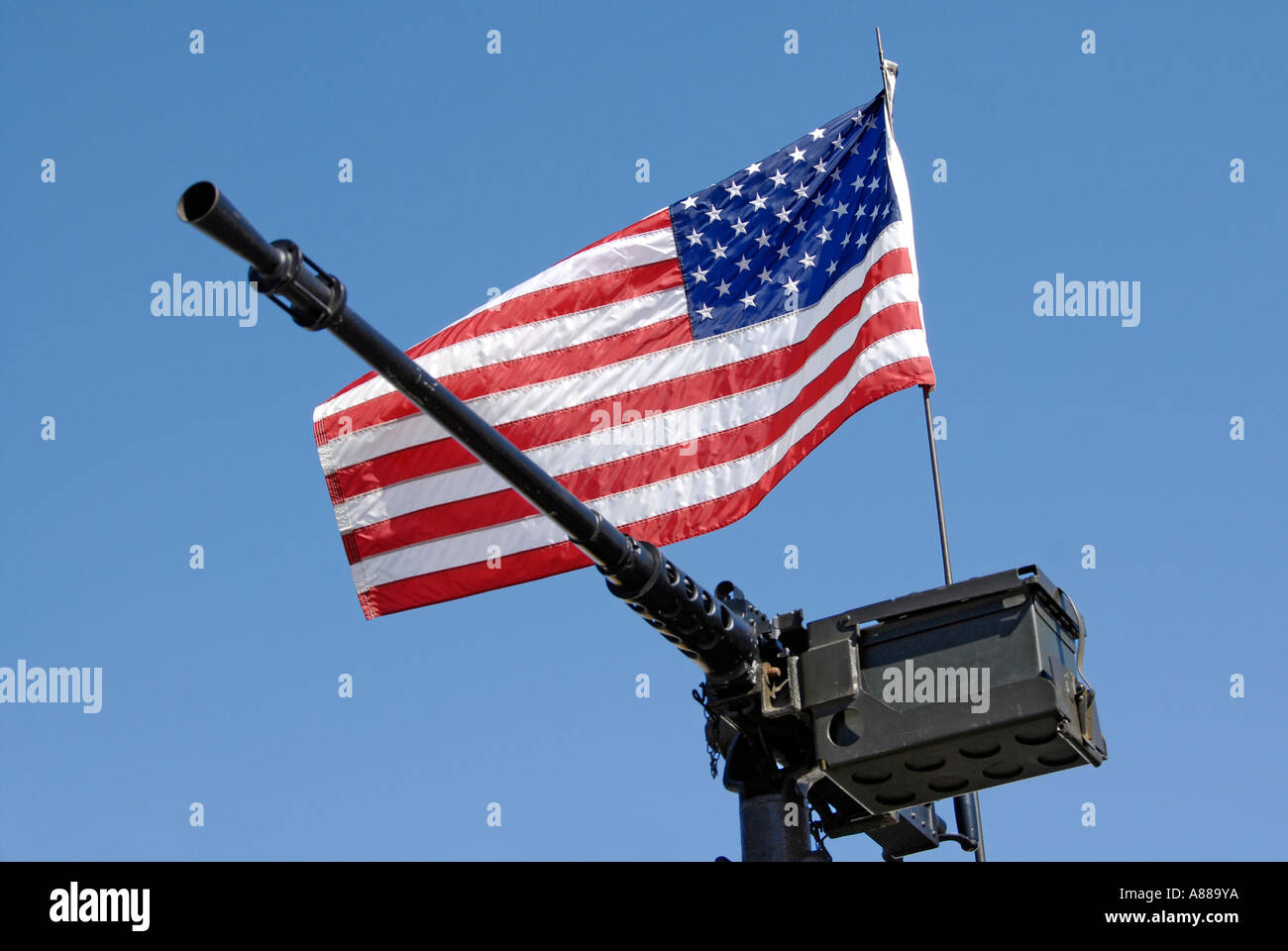 M 47 Medium Patton tank machine gun and united states flag Stock Photo ...