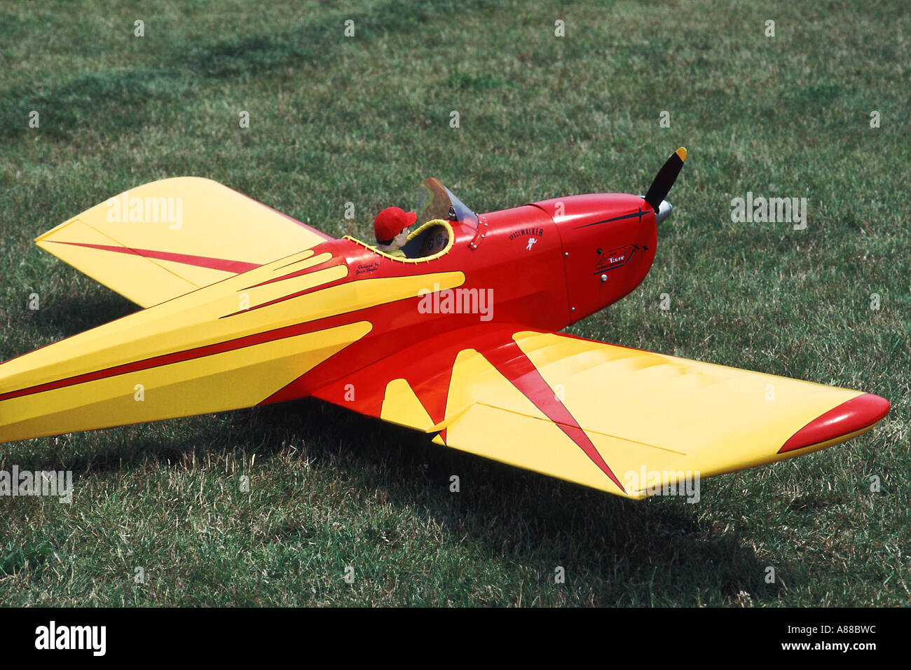 model airplane red yellow Stock Photo - Alamy