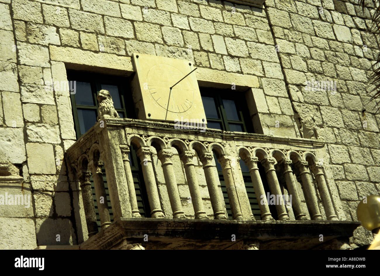 Decorative stone balcony, Rab, Croatia Stock Photo - Alamy