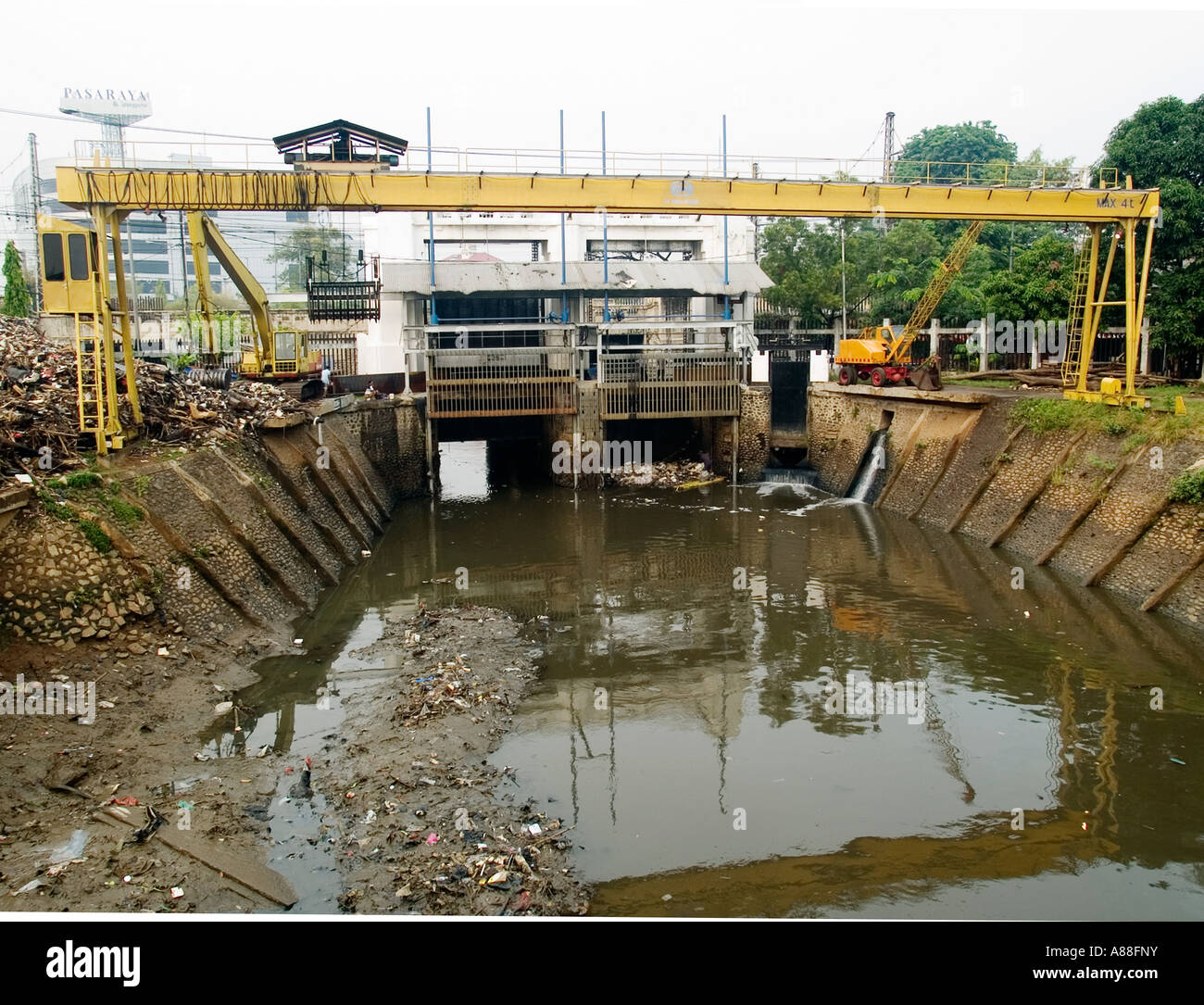 Dredged polluted waterway,Jakarta,Java,Indonesia Stock Photo - Alamy
