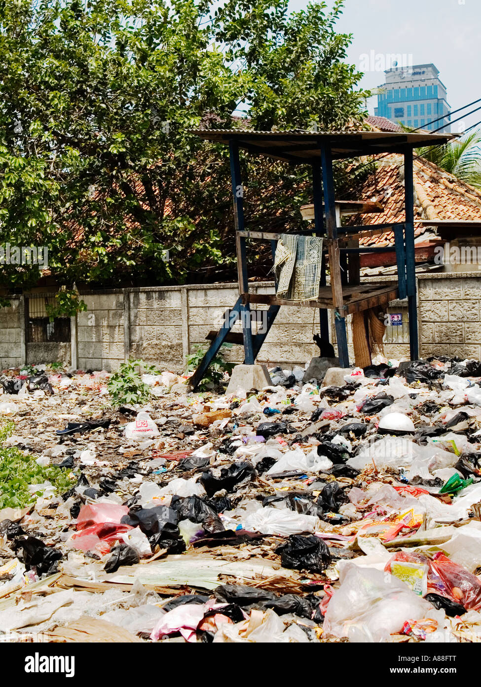 Discarded garbage litters waste ground,Jakarta,Java,Indonesia Stock ...
