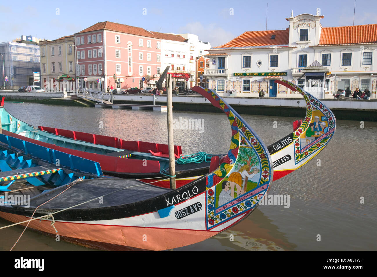 Painted moliceiro canal boat on canal hi-res stock photography and ...