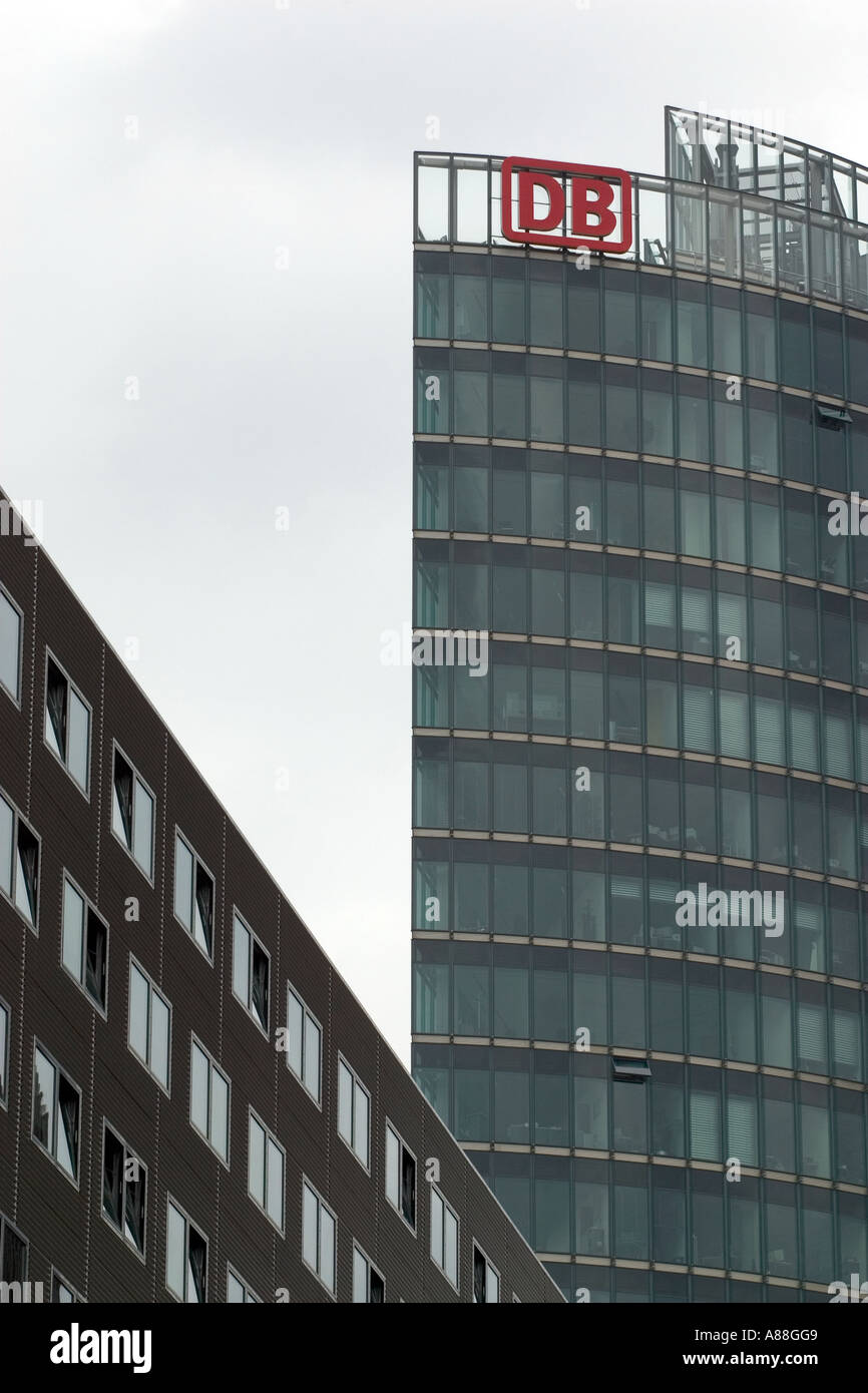 Germany, Berlin. DB Tower at the Potsdamer Square. Detail of facade ...