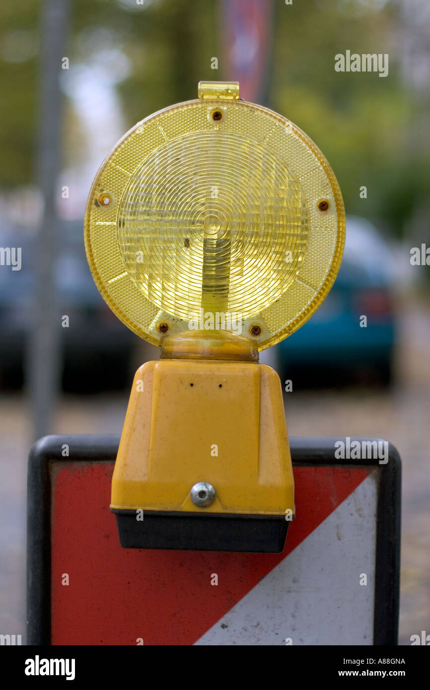 Street barricade lights Stock Photo - Alamy