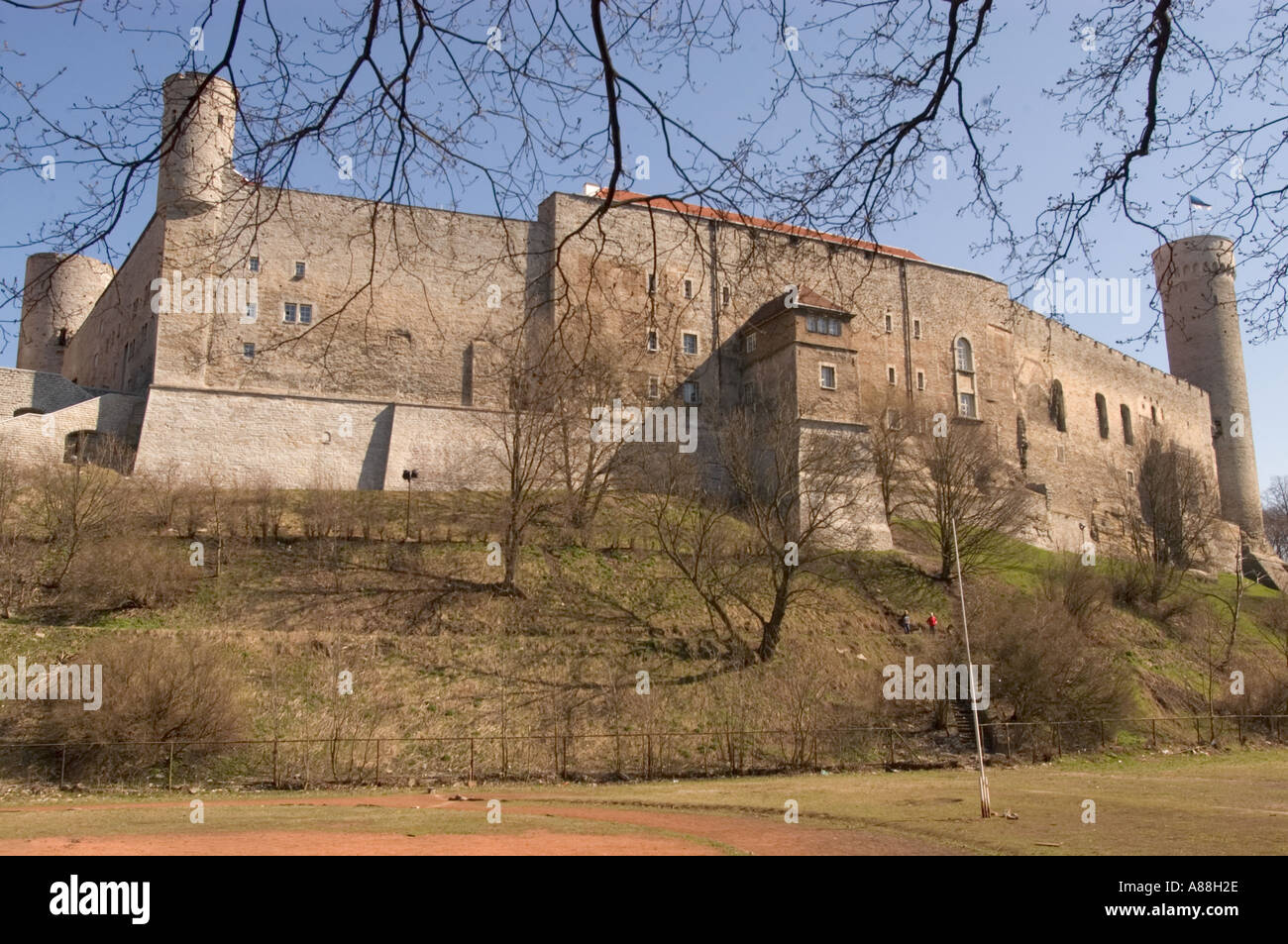 Tallinn city walls and towers during early spring Estonia Stock Photo ...