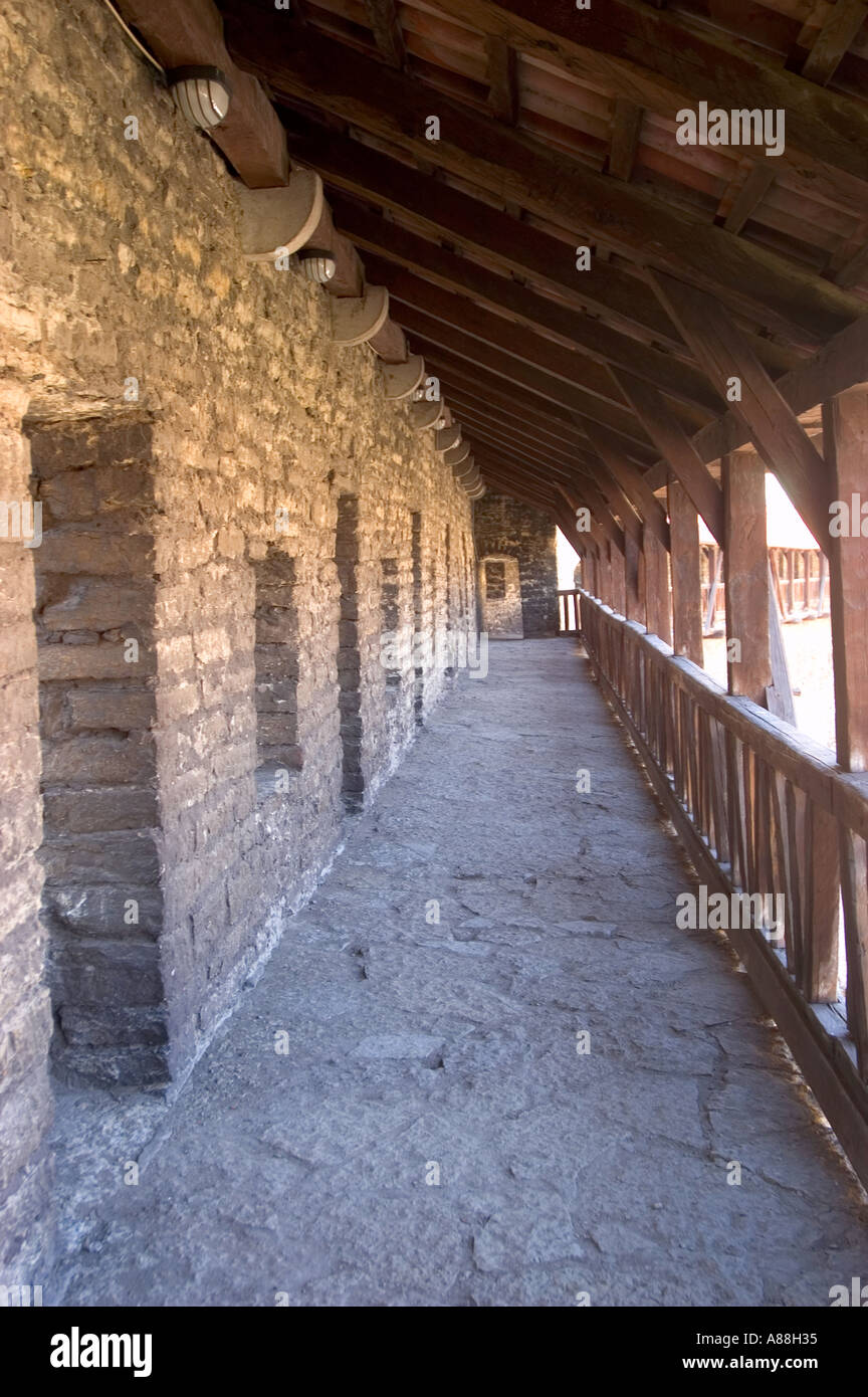 Interior view of the historic Lower Town defense wall with stone ...
