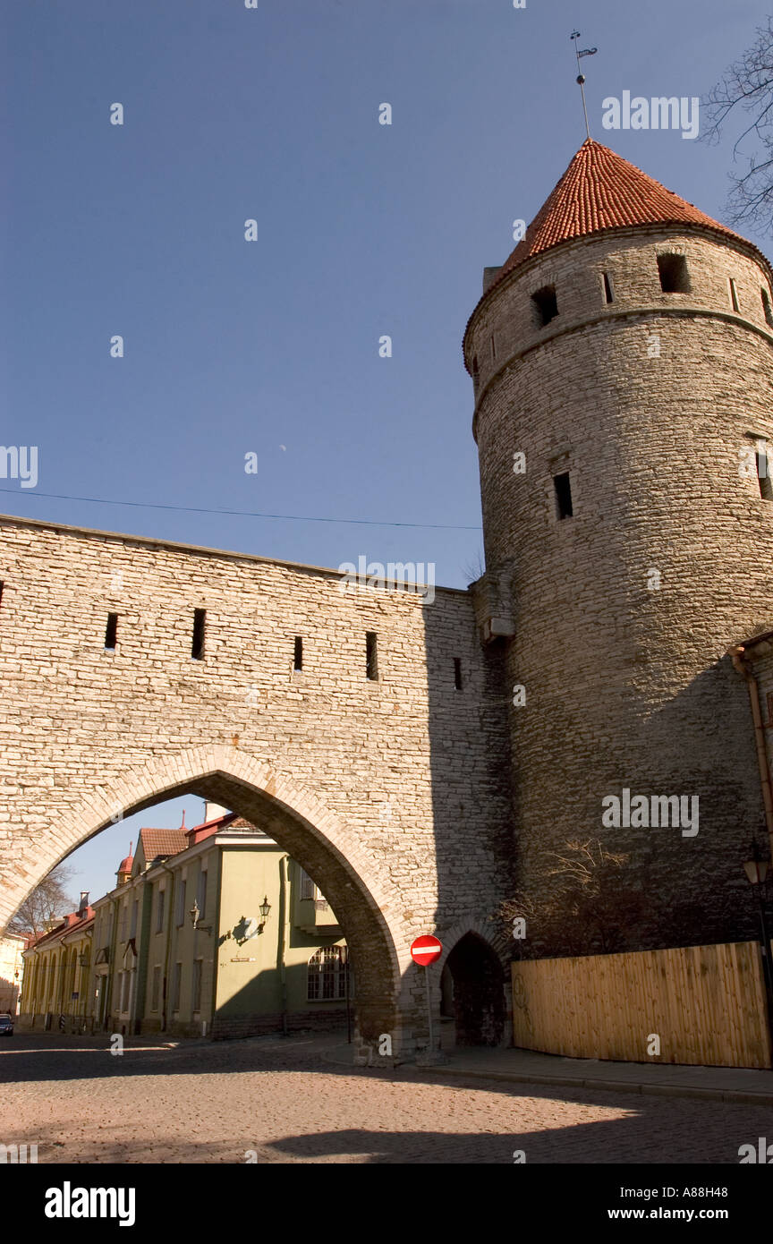 City gate with defence tower Tallinn Estonia Stock Photo - Alamy