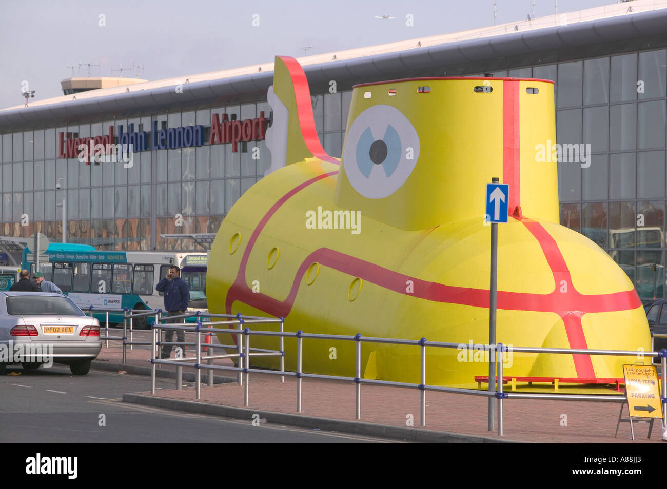 a sculpture of the Beatles Yellow submarine at the Liverpool john ...