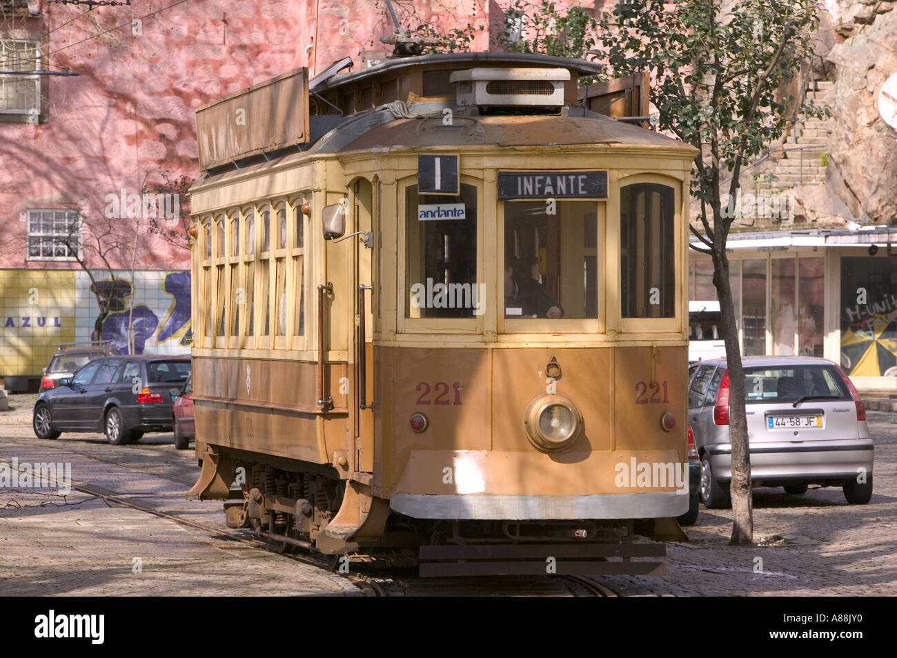 an old 1930,s tram still in operation in porto, Portugal Stock Photo ...