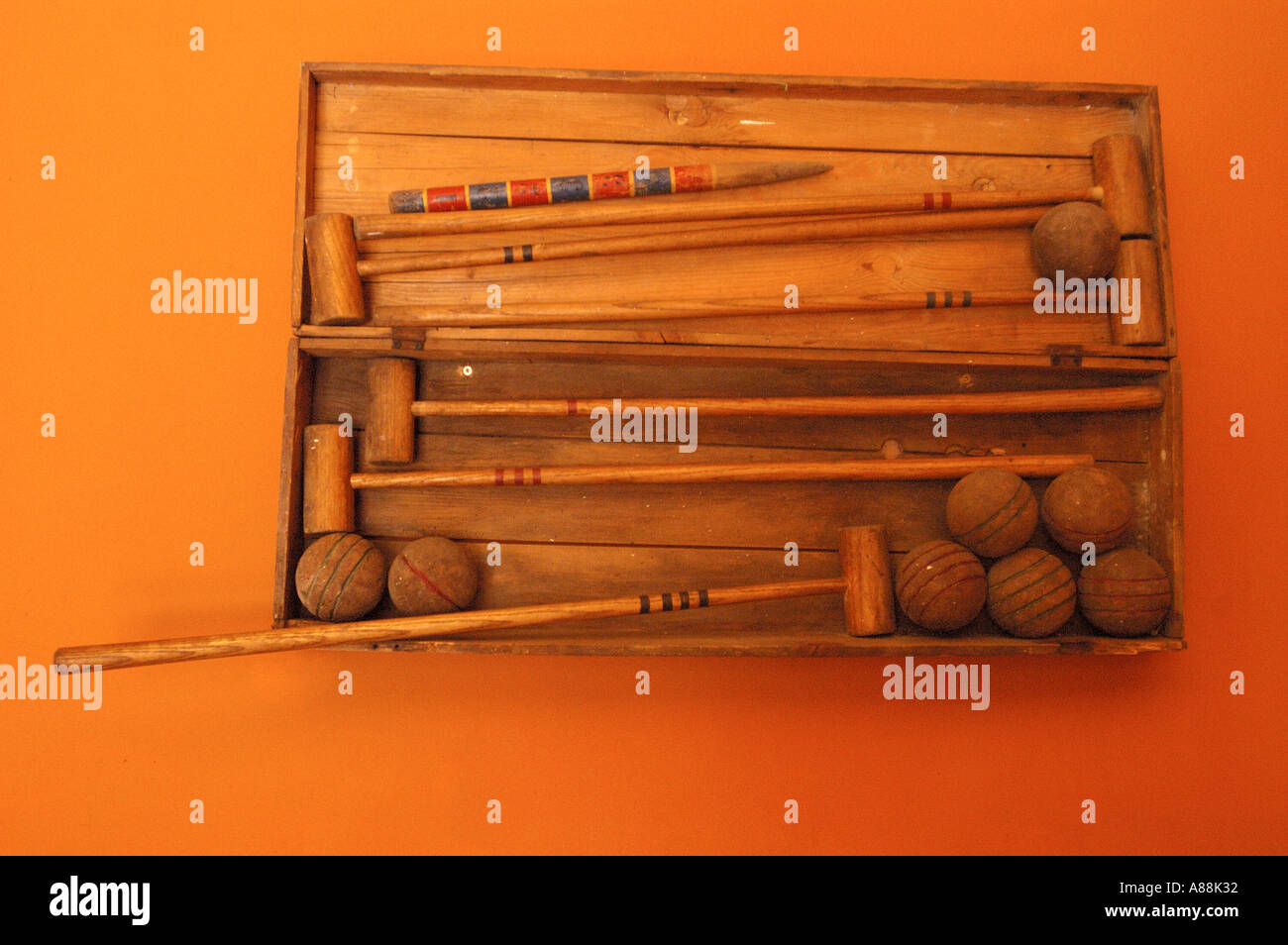 Polo game set hanging on the wall Stock Photo - Alamy