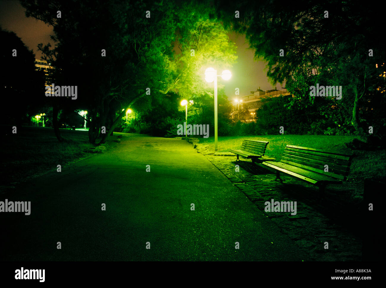 Dangerous empty park late at night Stock Photo - Alamy
