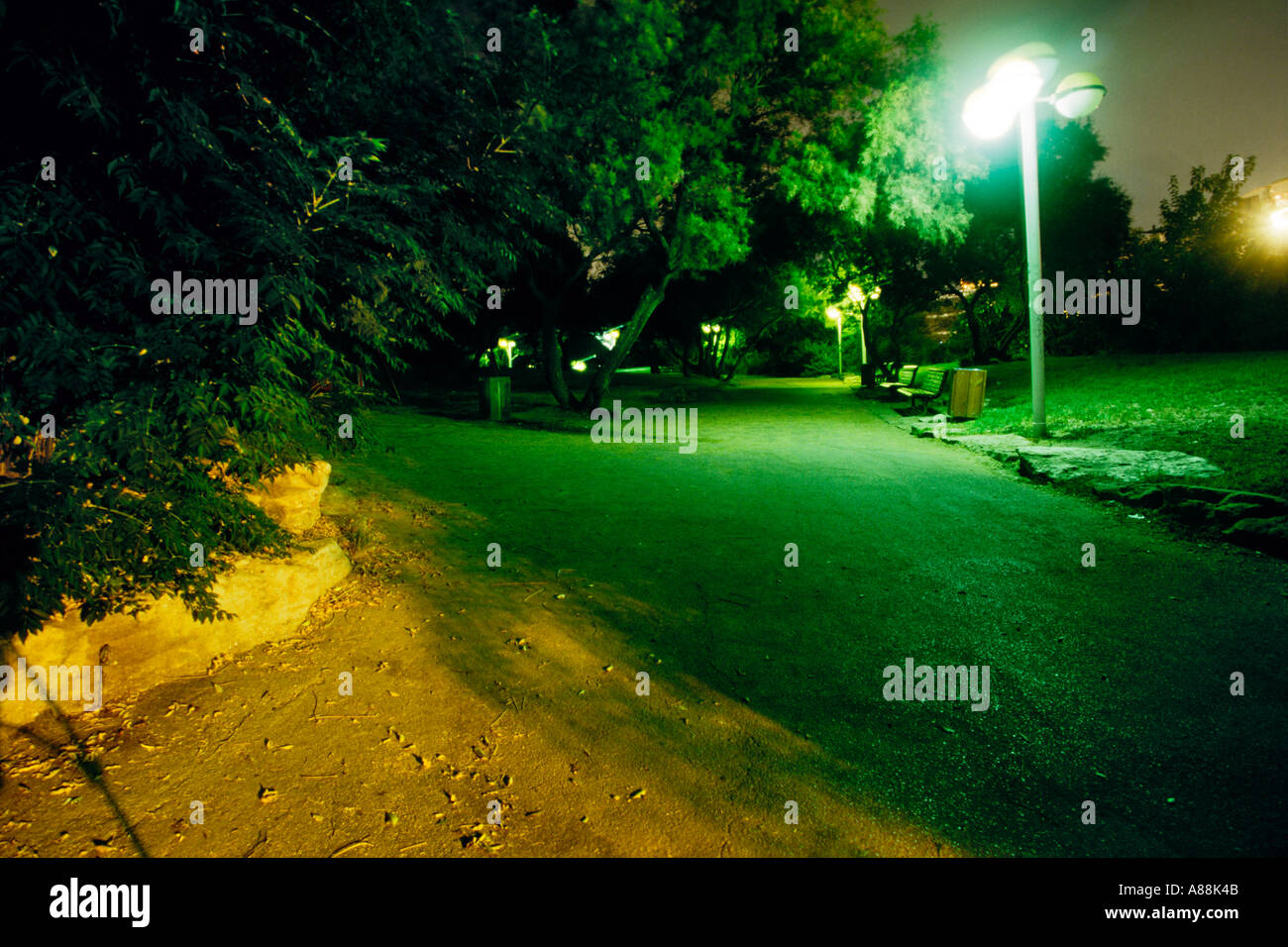 Dangerous empty park late at night Stock Photo - Alamy