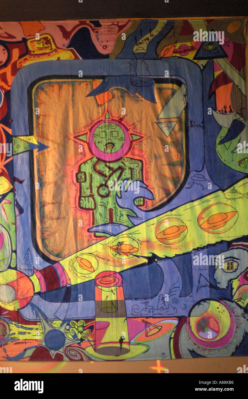 Psychedelic trance party wall paintings Stock Photo - Alamy