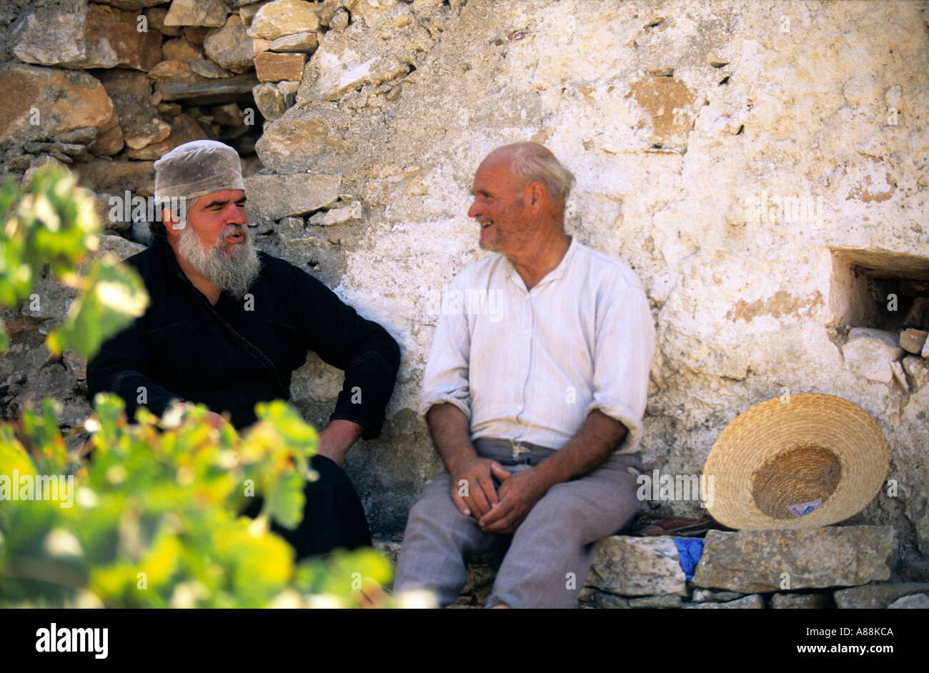 greece greek faces an old man with a priest in sikinos cyclades Stock ...