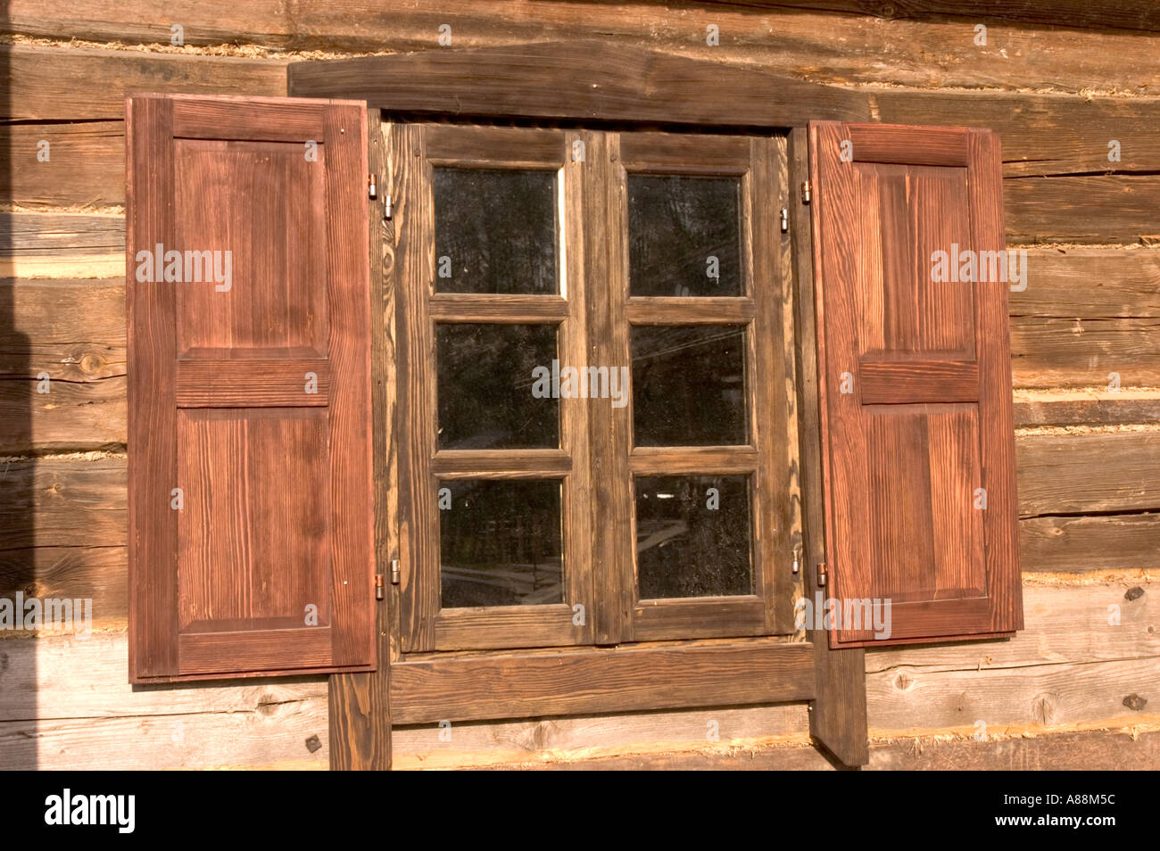 Window in old traditional building in Lithuania open air museum Stock ...