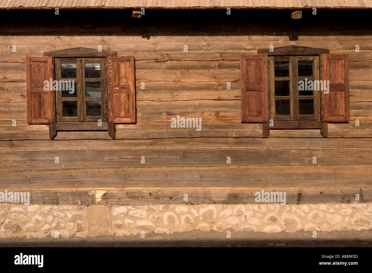 Windows in old traditional building in Lithuania open air museum Stock ...