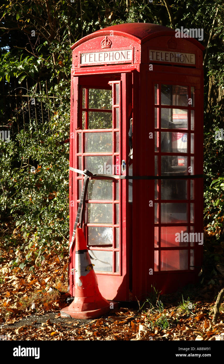 Vandalised Red Phonebox Stock Photo - Alamy