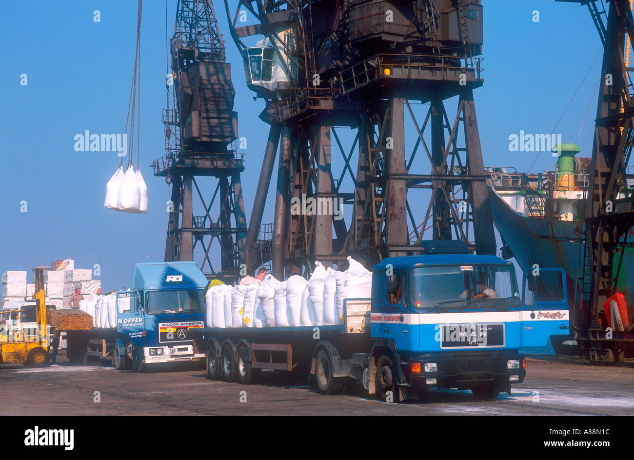 Lorries Being Loaded by Crane Newport Docks South East Wales Stock ...