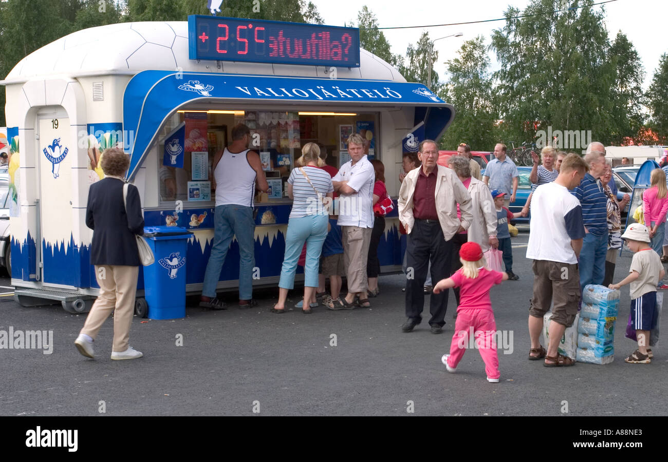 Queue to an ice cream booth at hot Summer day , Finland Stock Photo - Alamy