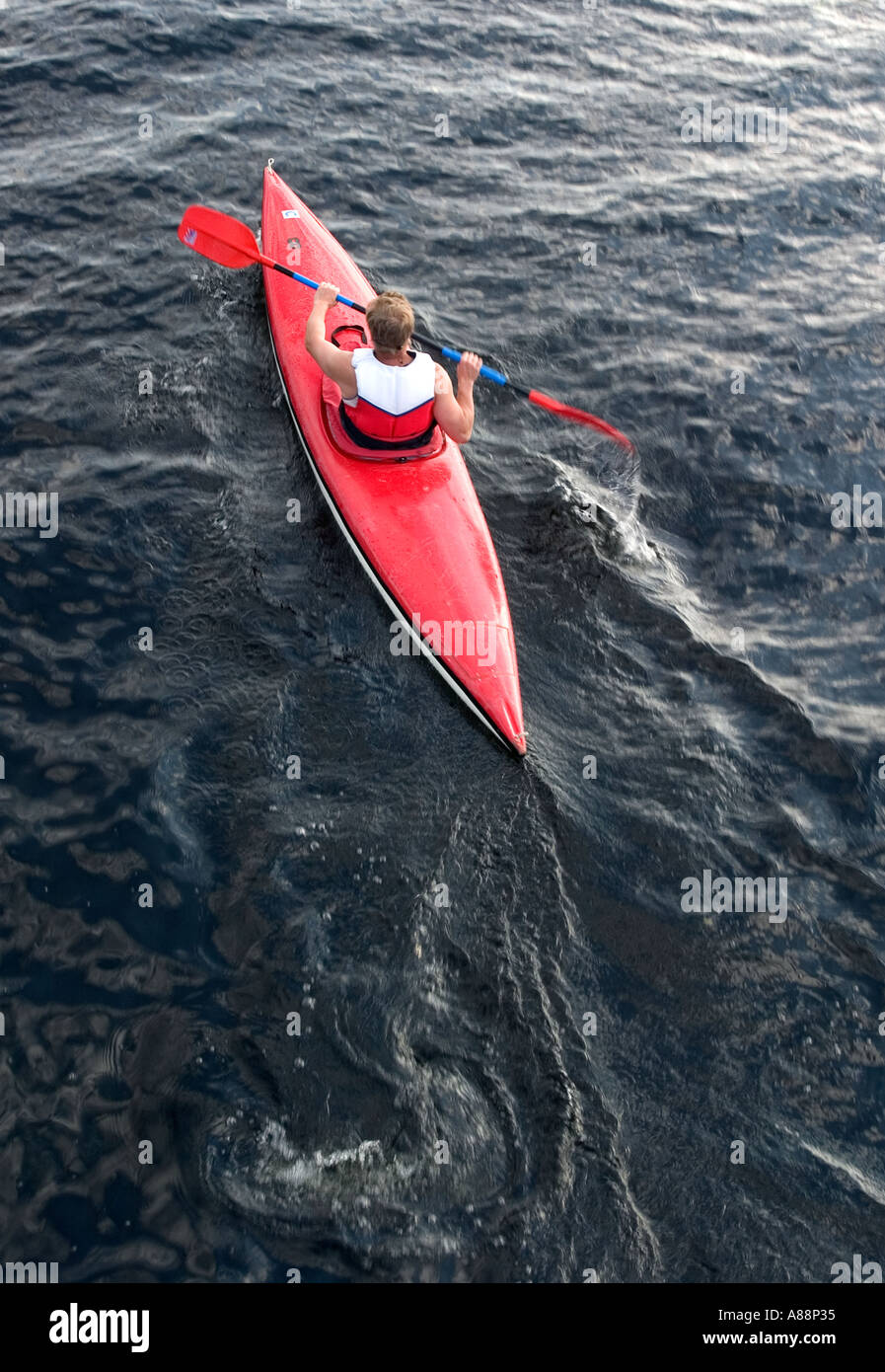 Aerial view above man paddling hi-res stock photography and images - Alamy