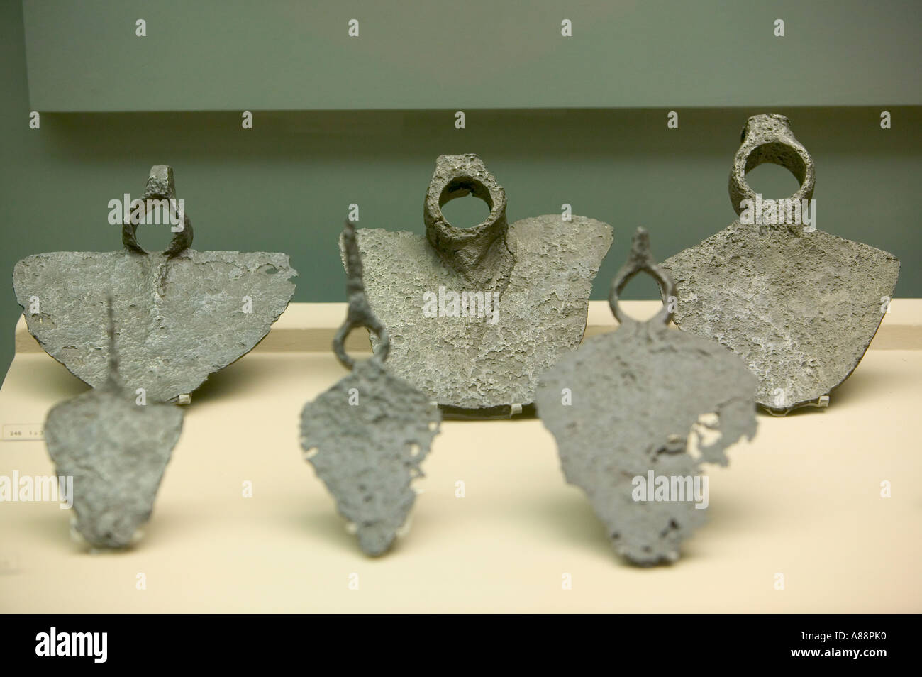Roman axe heads at the Roman site of Condeixa, at Coninmbriga, Portugal ...