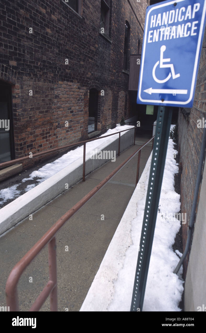 Handicap entrance in alley Stock Photo - Alamy