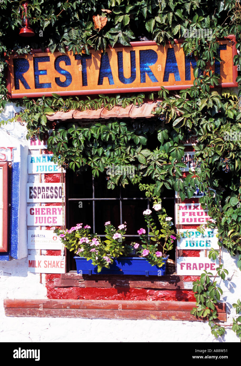 restaurant window in kalkan Stock Photo - Alamy