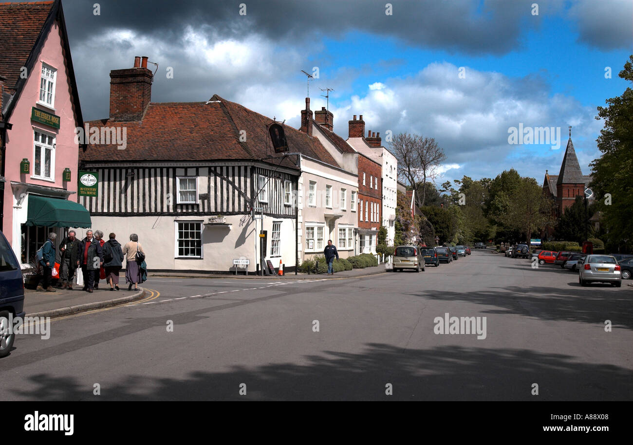 view along main street of Dedham Essex Stock Photo - Alamy