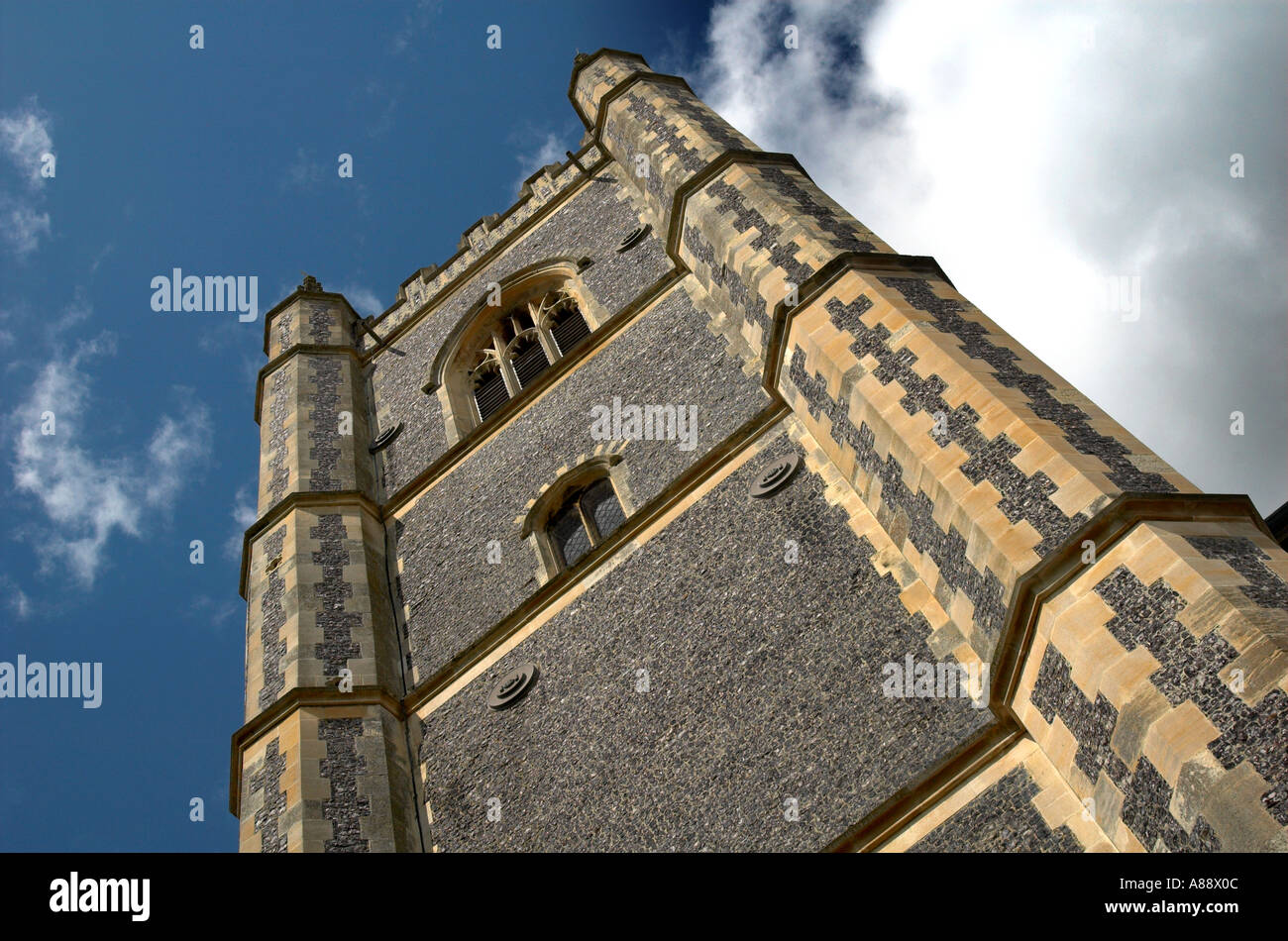 view looking up the tower of Dedham church Essex Stock Photo - Alamy