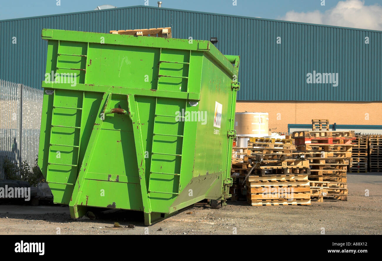 large green waste skip Stock Photo - Alamy