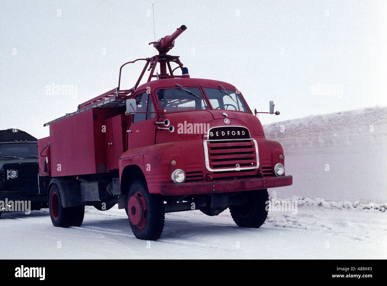 Ancient Bedford fire tender at Kulusuk, Greenland Stock Photo - Alamy