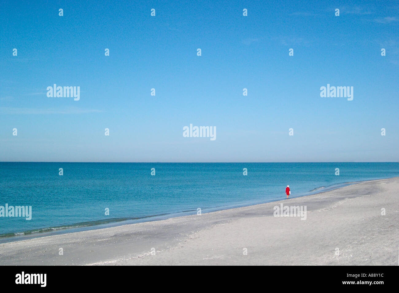 Lone person walking on Venice Beach Gulf of Mexico Venice Florida Stock ...