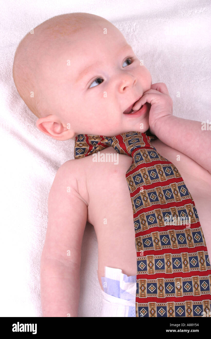 Baby with Tie one Stock Photo - Alamy