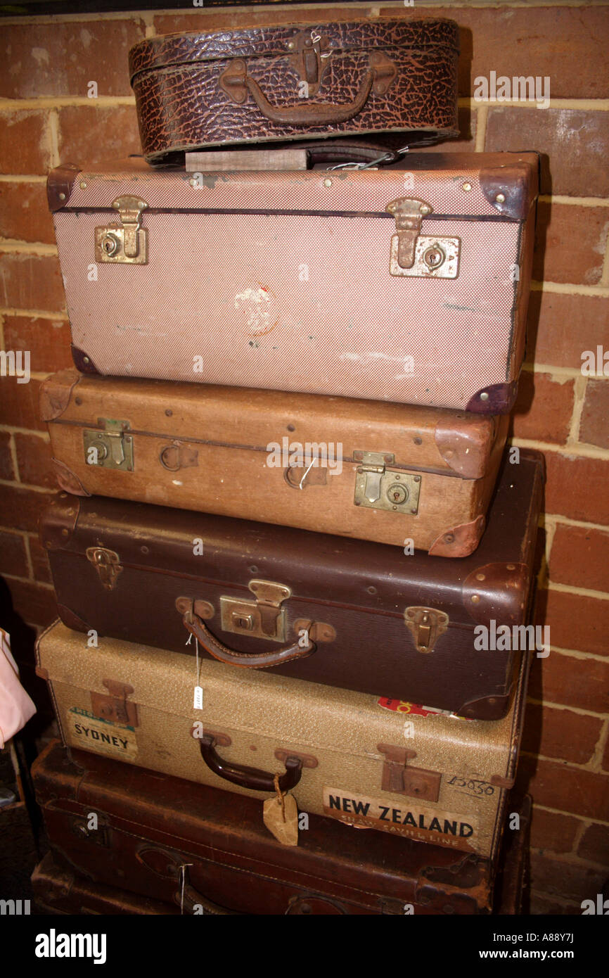 AN ARRAY OF OLD SUITCASES STACKED ON TOP OF EACH OTHER BDA10466 Stock ...