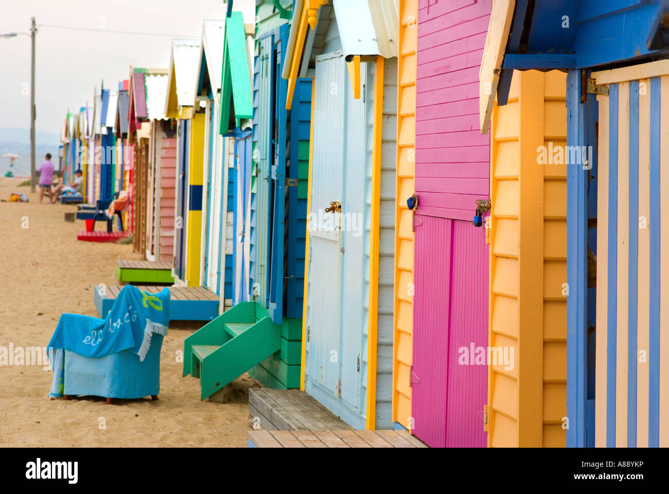 Brightly Coloured Beach Boxes on Brighton Beach Stock Photo - Alamy