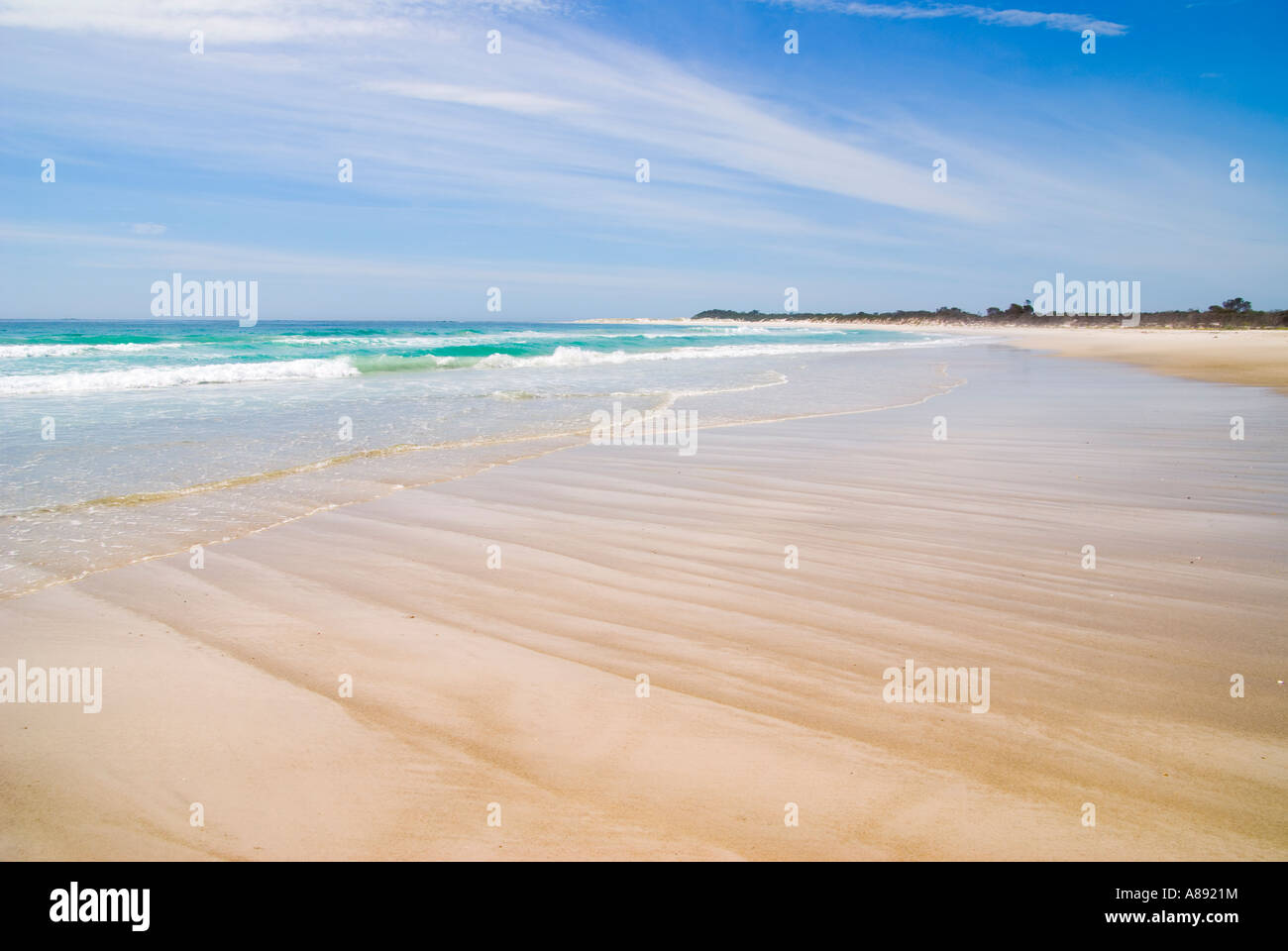 Perfect Wide Beach with Streaky Sand Stock Photo - Alamy